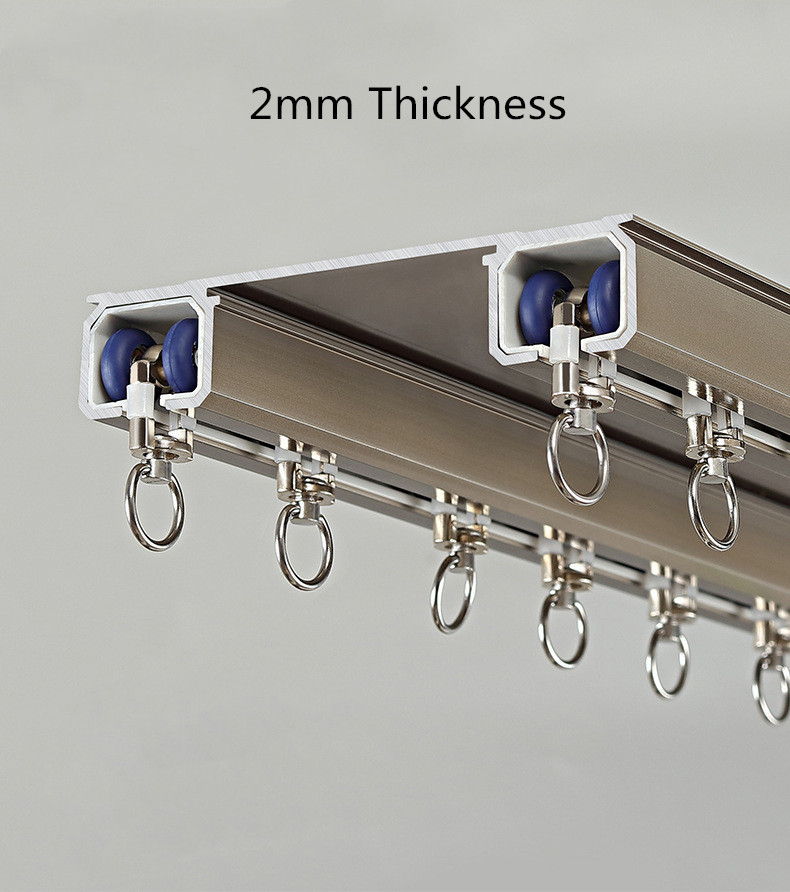 CHR106 Ceiling Mounted Super Thick Aluminum Alloy Double Curtain Tracks ...