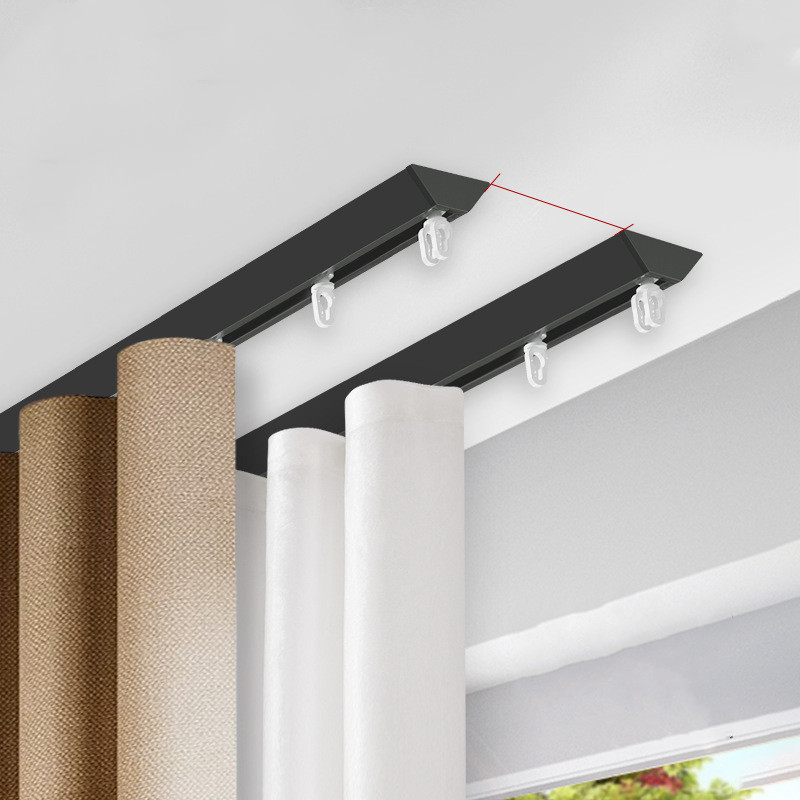 Custom Double S Fold Curtain Tracks Ceiling Mount White Black Warrego ...