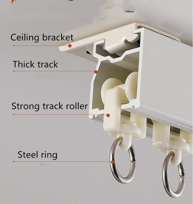 CHR34 Thick Ivory Black Champagne Bronze Curtain Tracks Ceiling/Wall ...