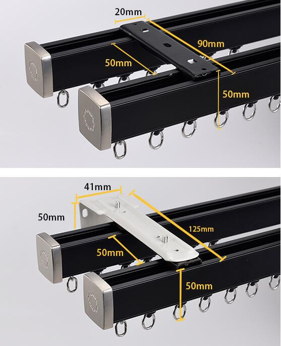 CHR34 Thick Ivory Black Champagne Bronze Curtain Tracks Ceiling/Wall ...