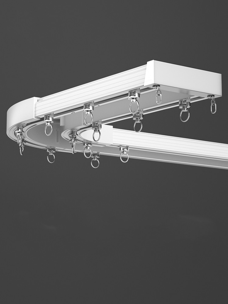 CHR41 Ceiling/Wall Mounted Thick Aluminum Alloy Double Curtain Tracks ...