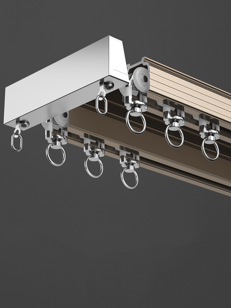 CHR41 Ceiling/Wall Mounted Thick Aluminum Alloy Double Curtain Tracks ...