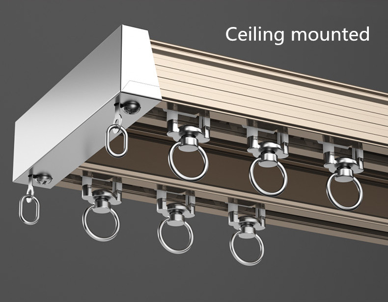 CHR41 Ceiling/Wall Mounted Thick Aluminum Alloy Double Curtain Tracks ...