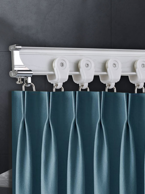 CHR43 Bendable Wood Grain Curtain Tracks Ceiling/Wall Mount For Corner ...