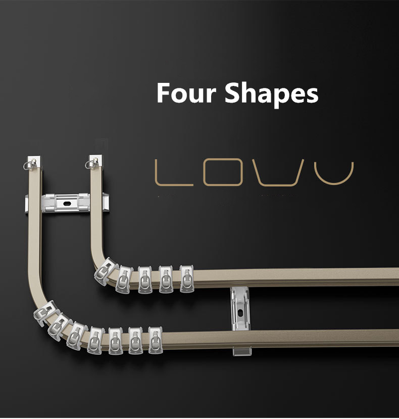 CHR45 Bendable Ivory and Champagne Curtain Tracks Ceiling/Wall Mount ...