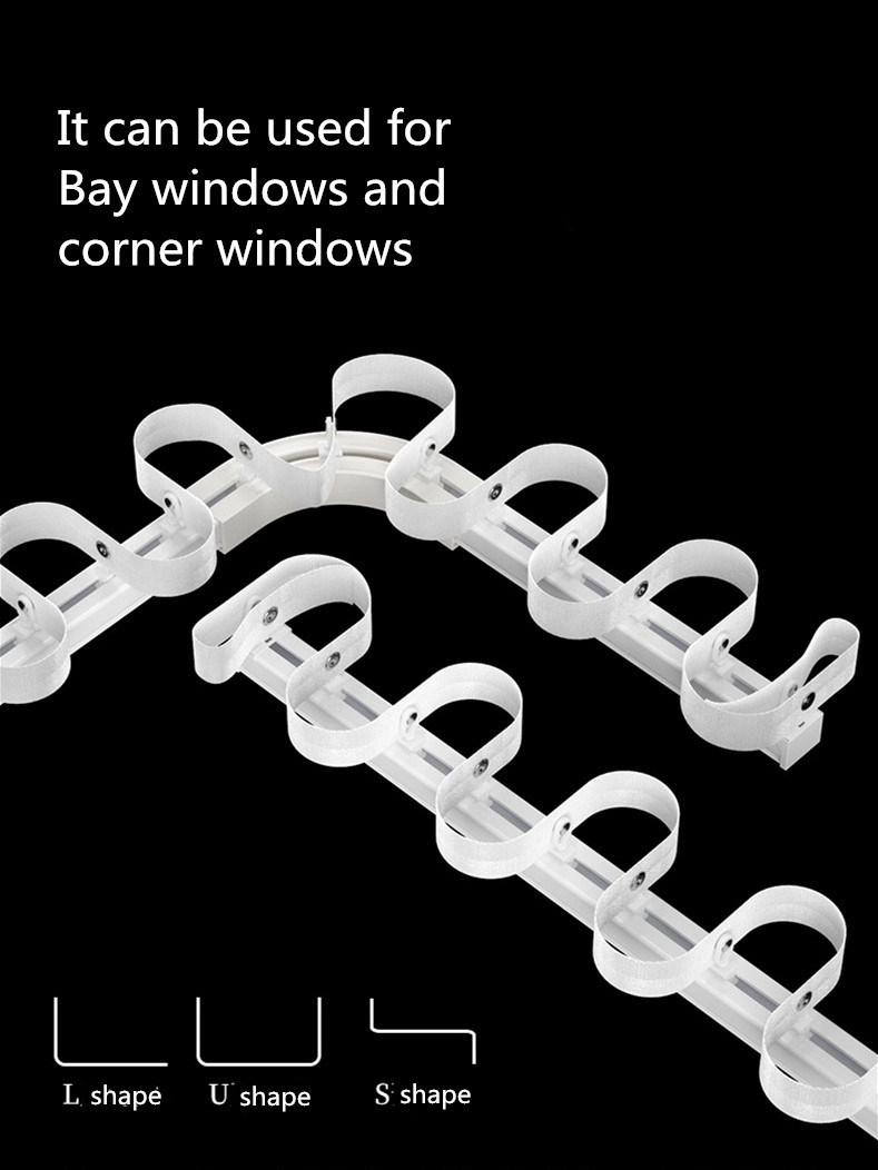 Thick Wave Fold Curtain Tracks Ceiling/Wall Mount For Bay Windows ...