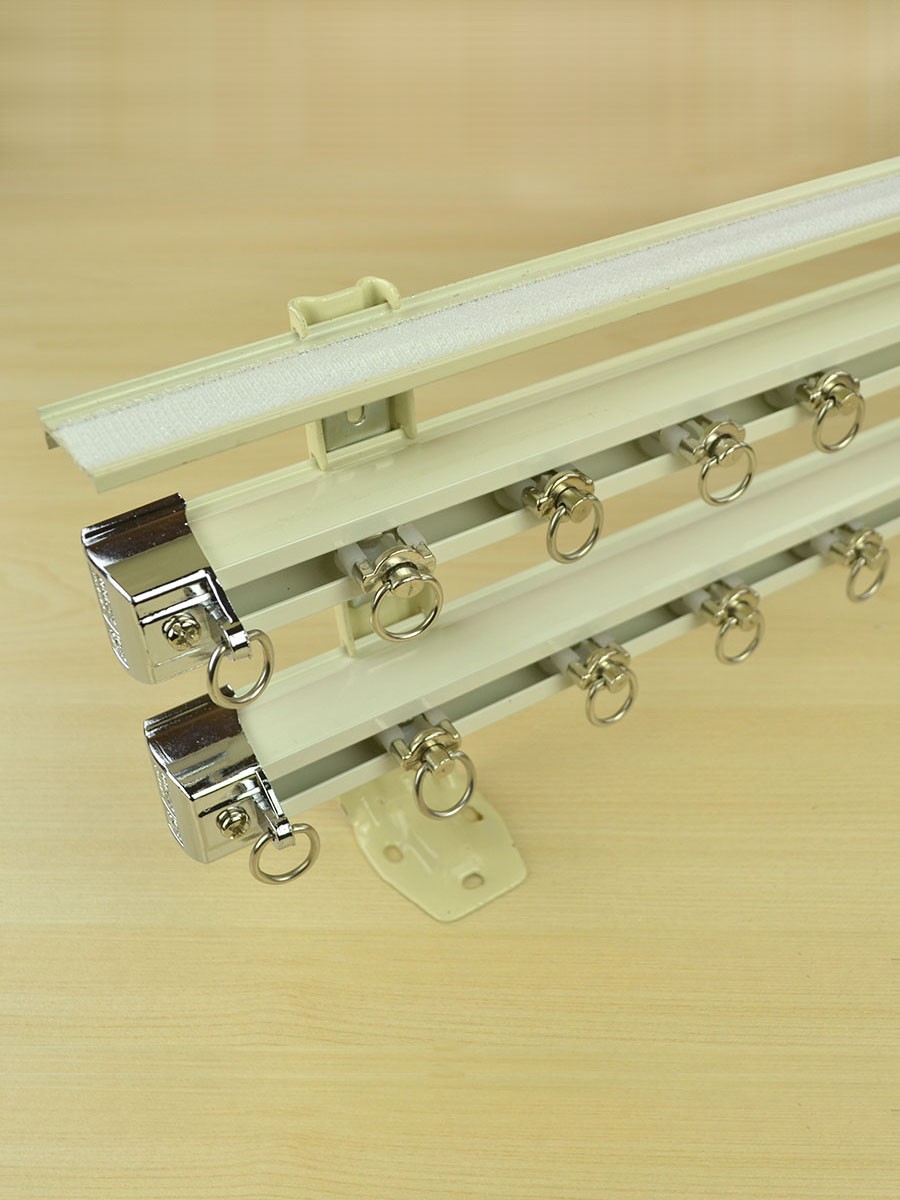 CHR7524 Triple Curtain Track Set with Valance Track Rings Brackets and ...