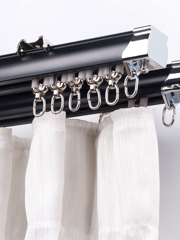 CHR8022 Ivory and Black Ceiling/Wall Mounted Double Curtain Tracks ...