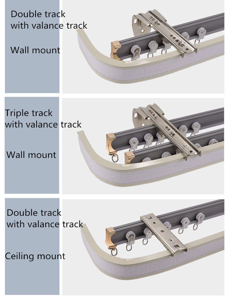 CHRY1124 Bendable Curtain Track And Valance Rail For Bay Window ...