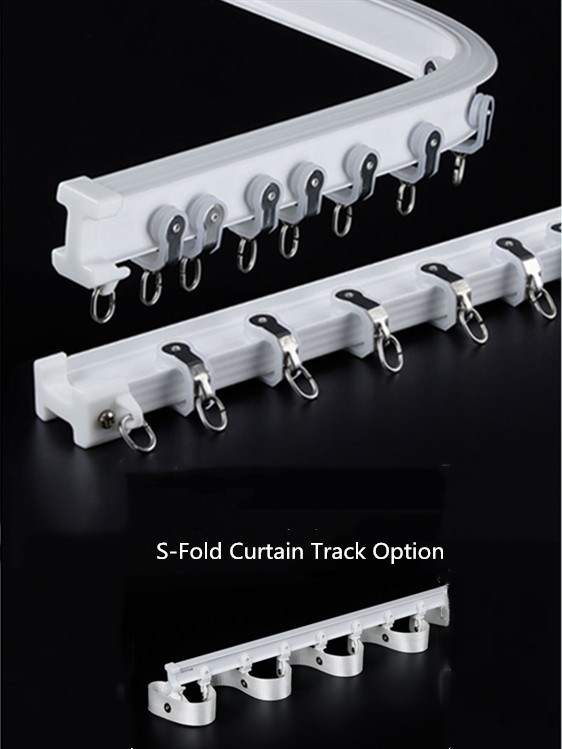 CHRY22 White Bendable Curtain Tracks S Fold For Corner Windows ...