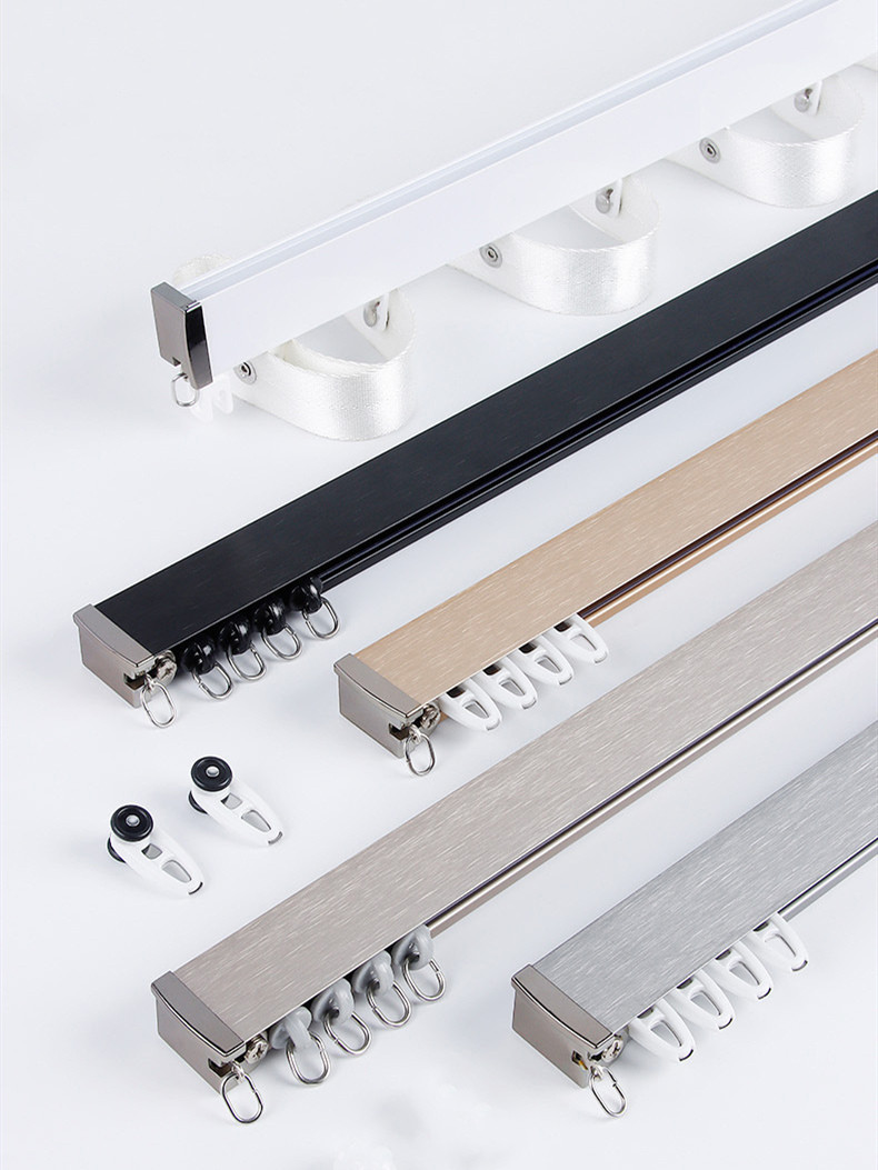 CHRY23 White Black Gold Anti-light Leakage Curtain Rail S Fold Tracks ...