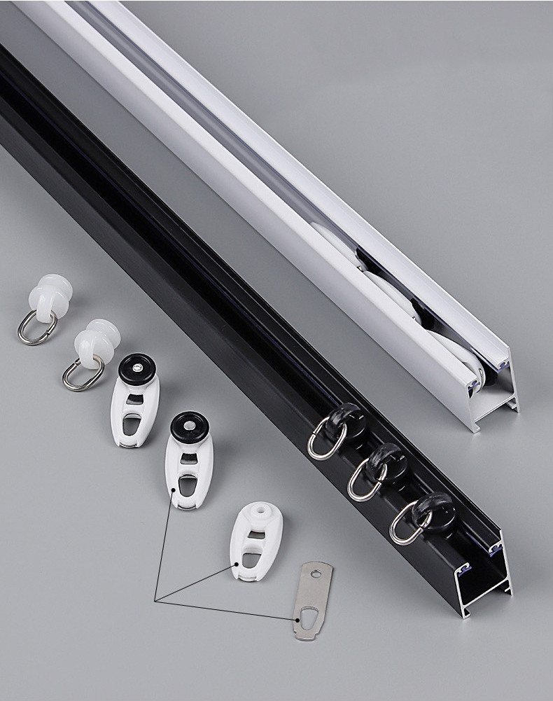 CHRY23 White Black Gold Anti-light Leakage Curtain Rail S Fold Tracks ...