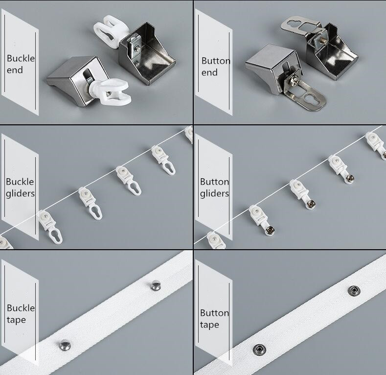 CHRY24 White Button S Fold/Wave Fold Curtain Tracks For Living Room ...