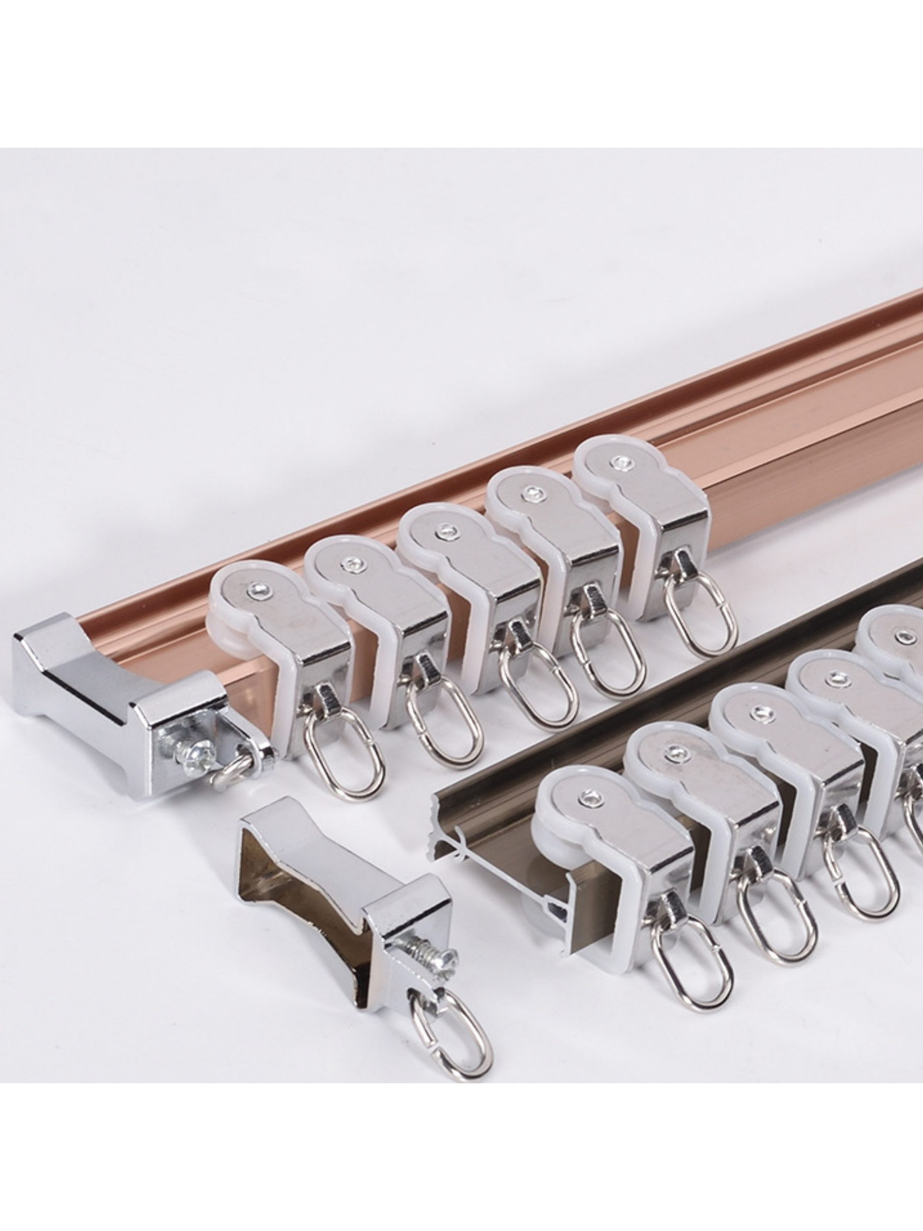 White Rose Gold Heavy Duty Curved Curtain Track For Bay Windows ...