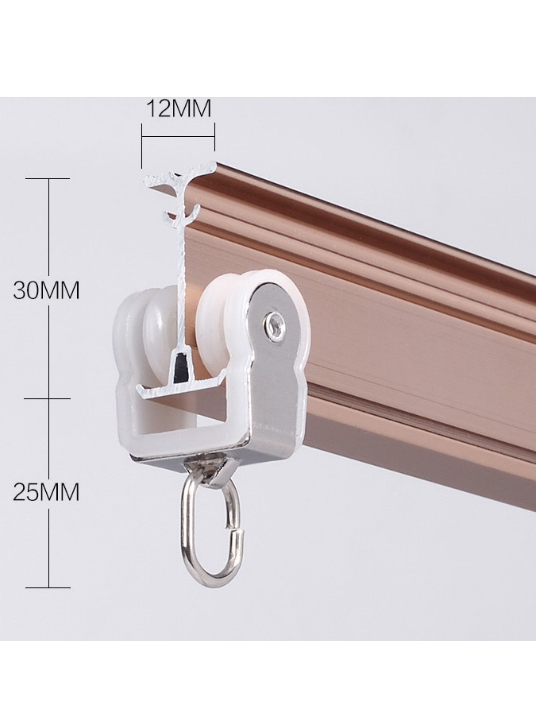 White Rose Gold Heavy Duty Curved Curtain Track For Bay Windows ...