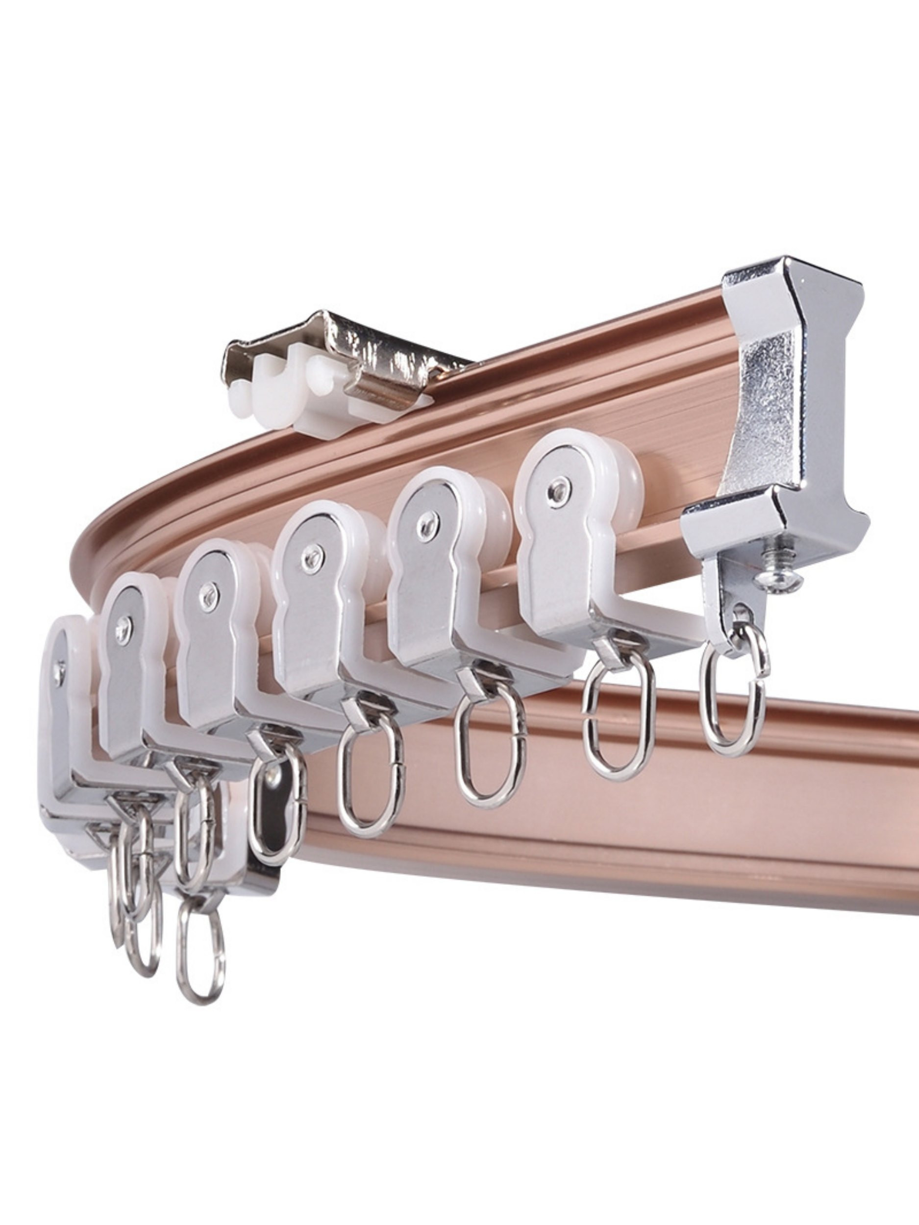 White Rose Gold Heavy Duty Curved Curtain Track For Bay Windows ...