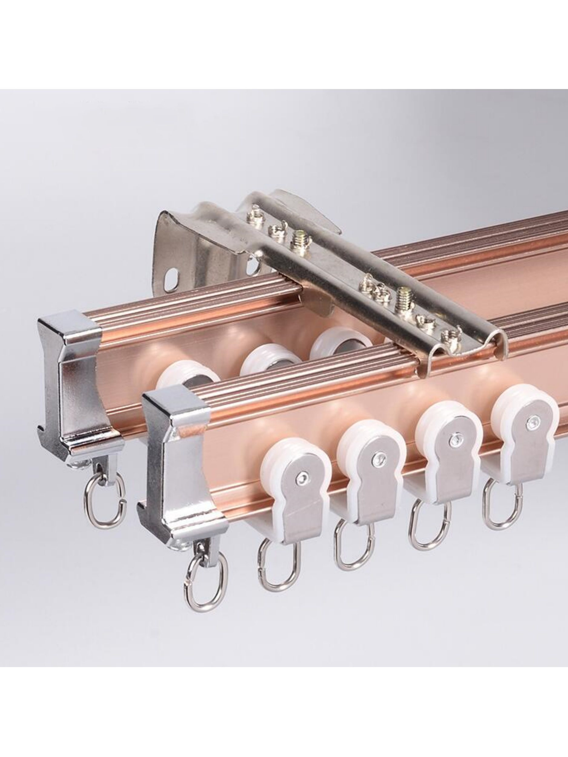 White Rose Gold Heavy Duty Curved Curtain Track For Bay Windows ...