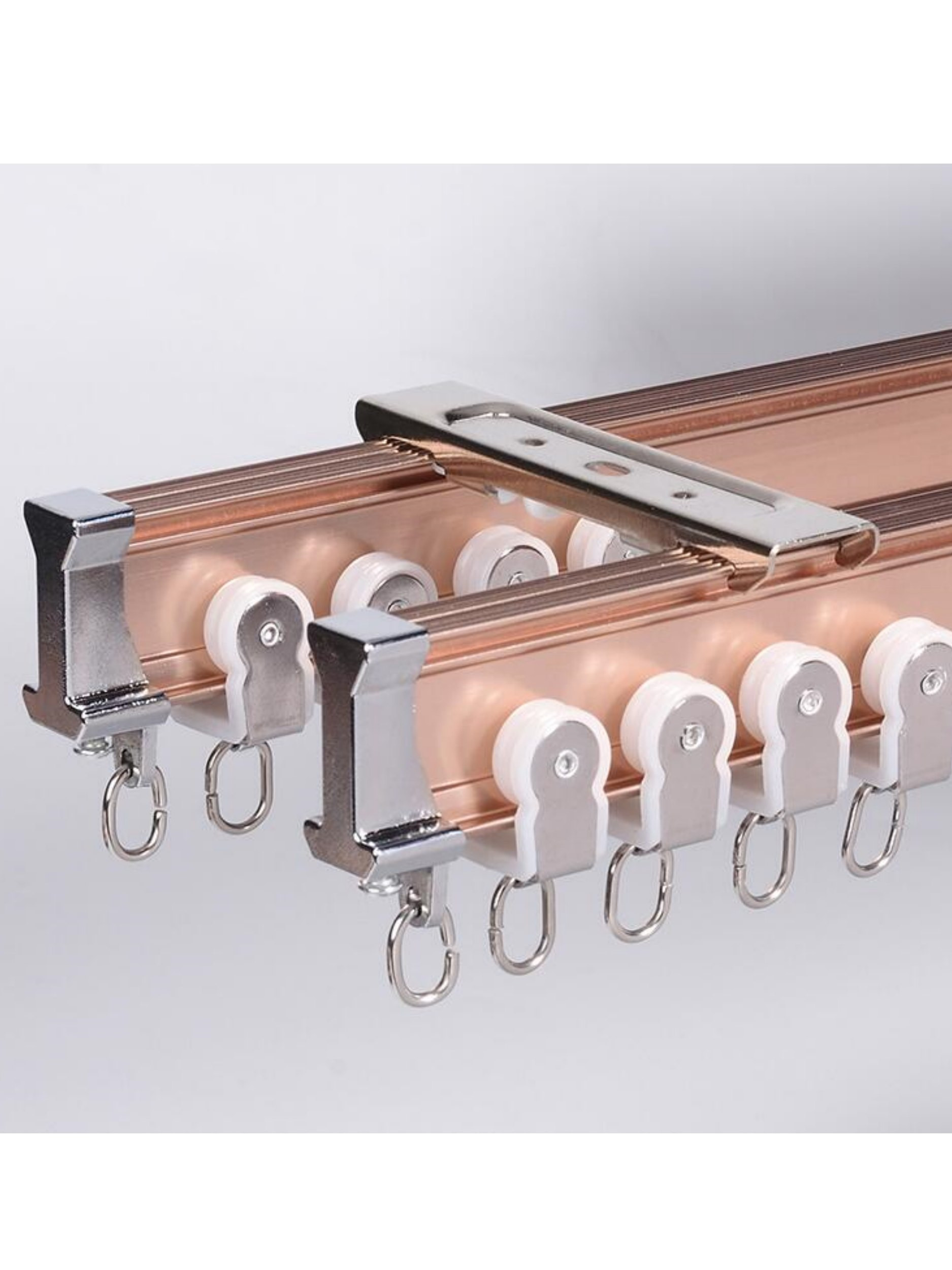 White Rose Gold Heavy Duty Curved Curtain Track For Bay Windows ...