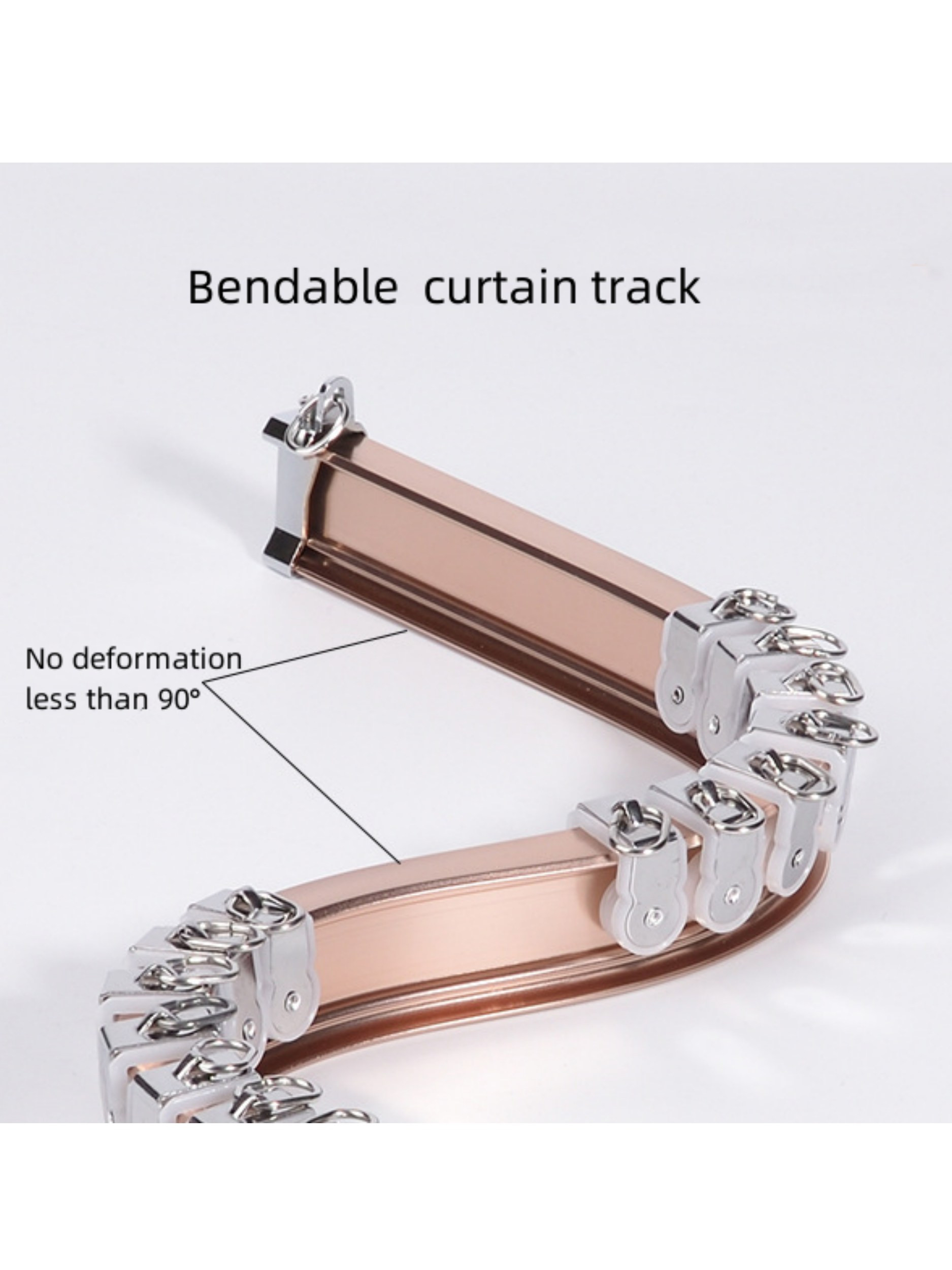 White Rose Gold Heavy Duty Curved Curtain Track For Bay Windows ...