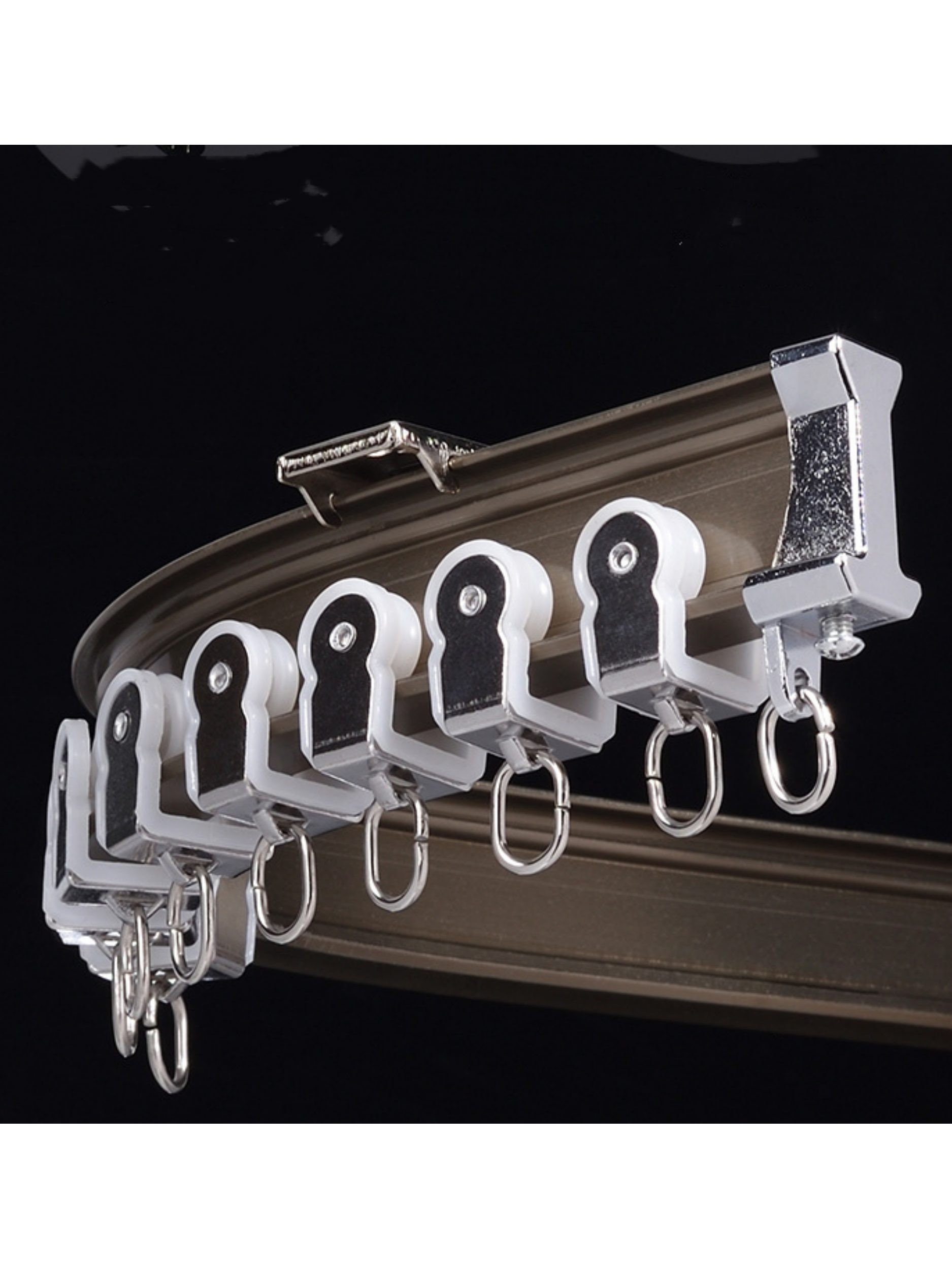 White Rose Gold Heavy Duty Curved Curtain Track For Bay Windows ...