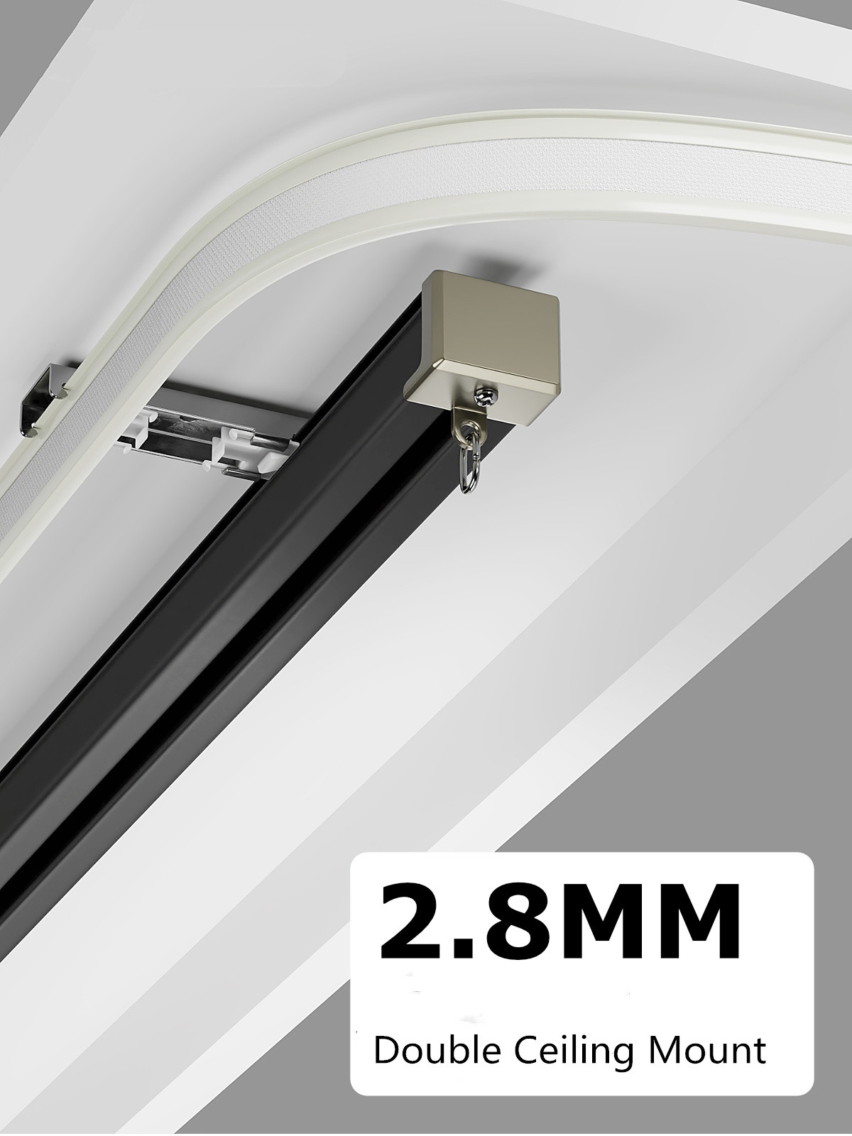 CHRY4125 Ceiling Mounted Double Curtain Rails with Valance Track ...