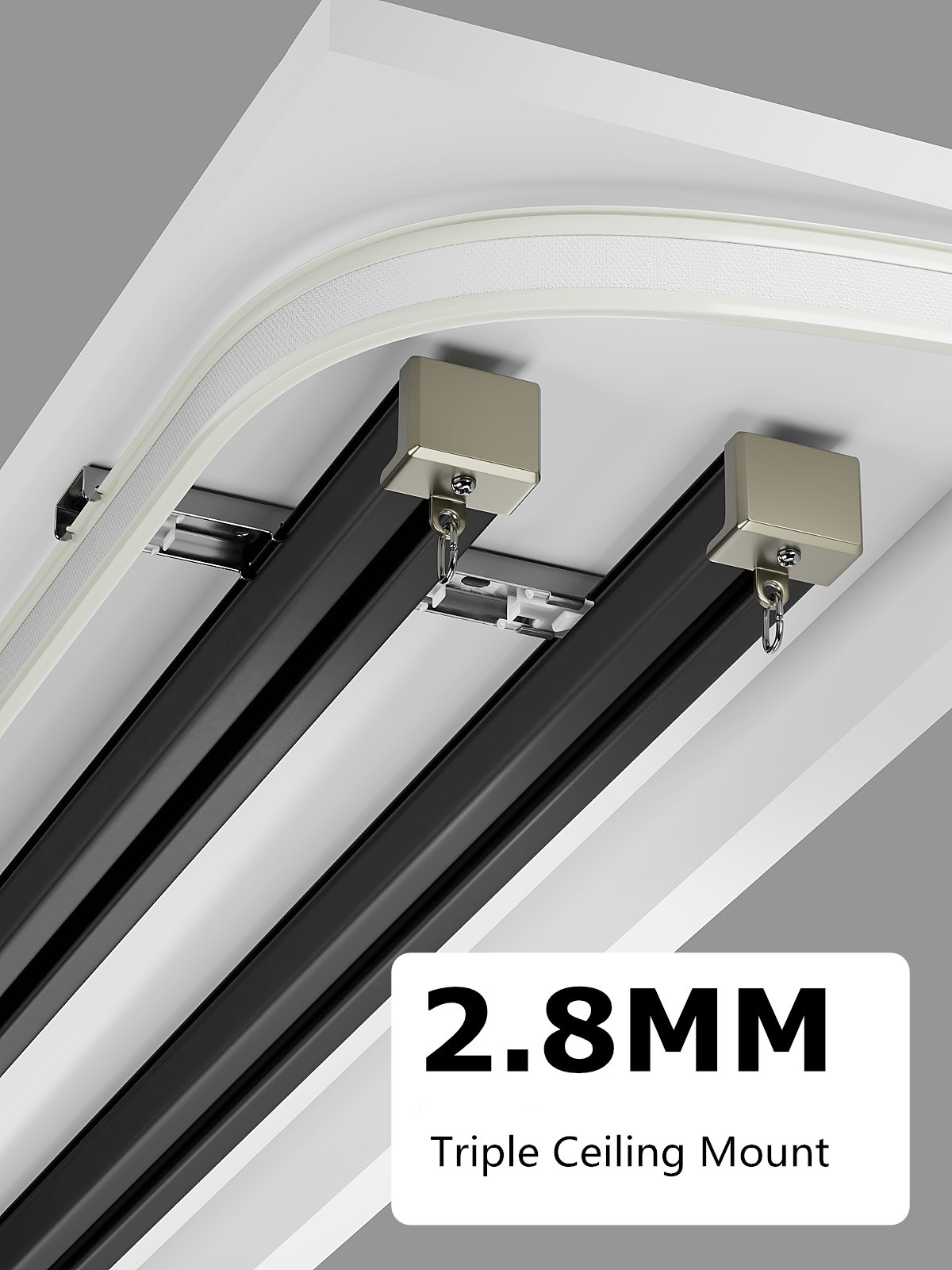 CHRY4124 Ceiling Mounted Triple Curtain Tracks And Valance Rail ...