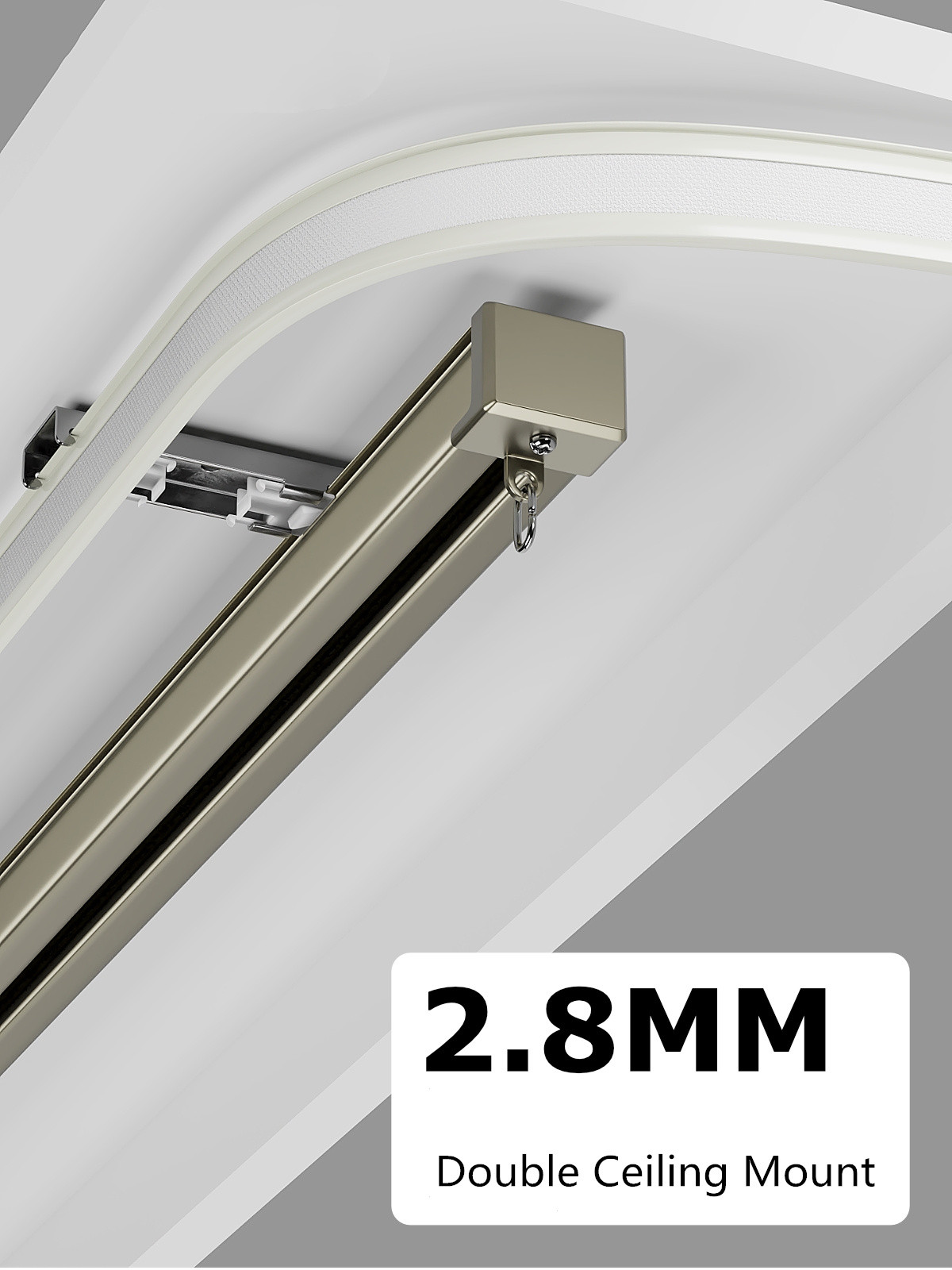 CHRY4125 Ceiling Mounted Double Curtain Rails with Valance Track ...