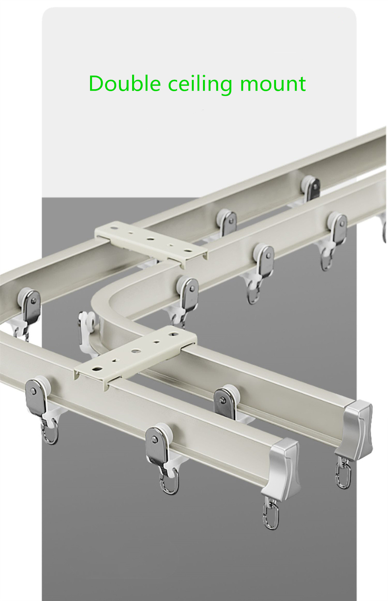 White Black Bendable Metal Curtain Track Ceiling Wall Mounted ...