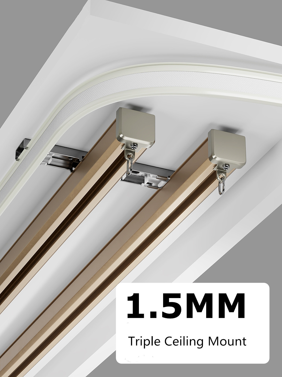 Ceiling/Wall Triple Layer Curtain Tracks With Valance Rail | Curtains 4 ...