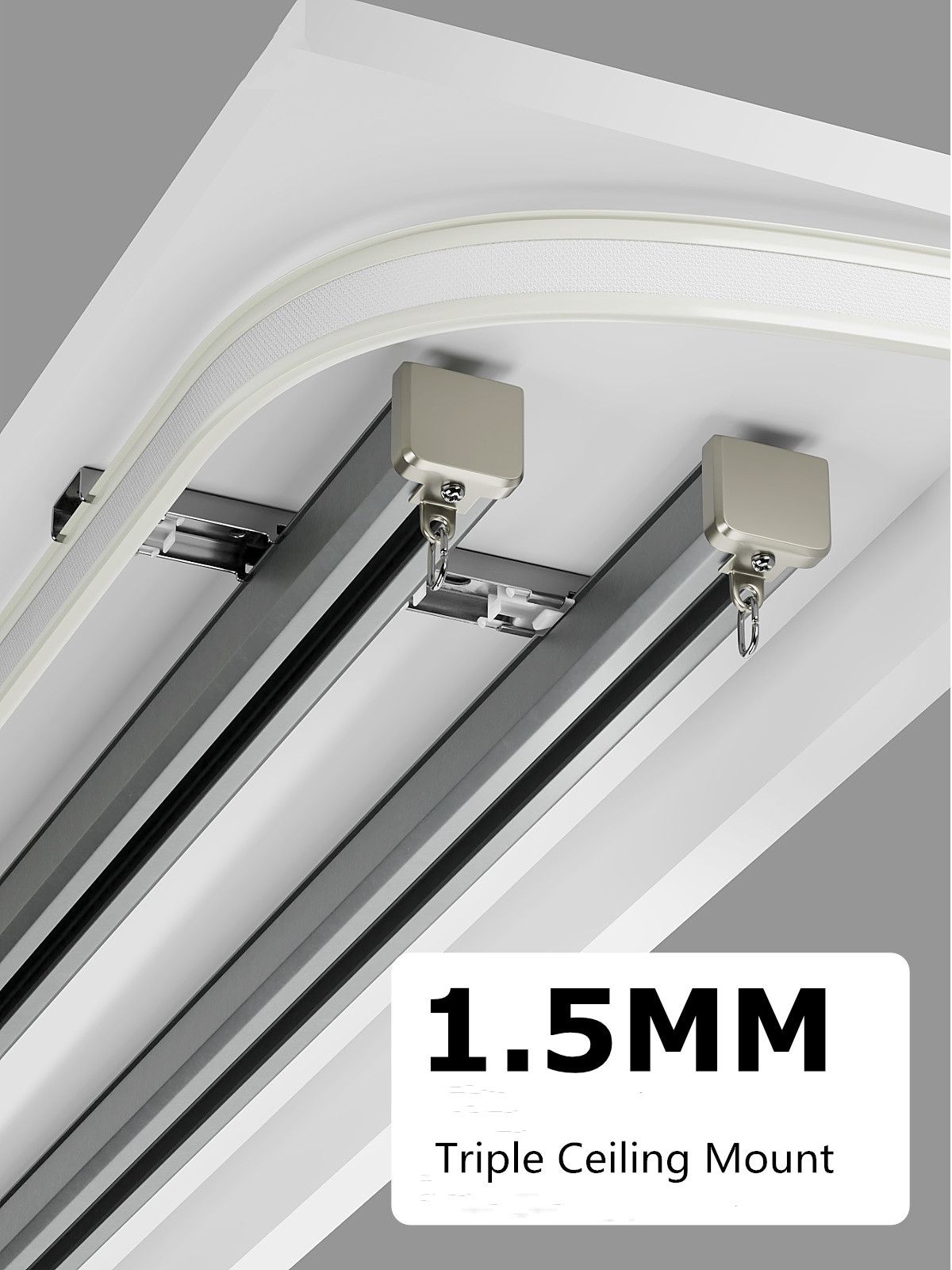 Ceiling/Wall Triple Layer Curtain Tracks With Valance Rail | Curtains 4 ...