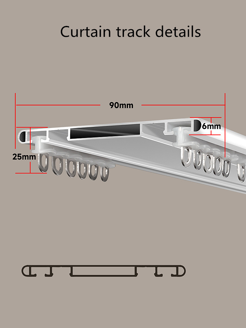 CHRY56 Ceiling Mounted Ultra Thin Invisible Double Curtain Tracks ...