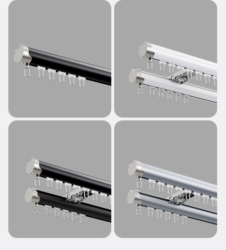 CHT02 Sonder White Black Grey Curtain Rods With Rail Gliders ...