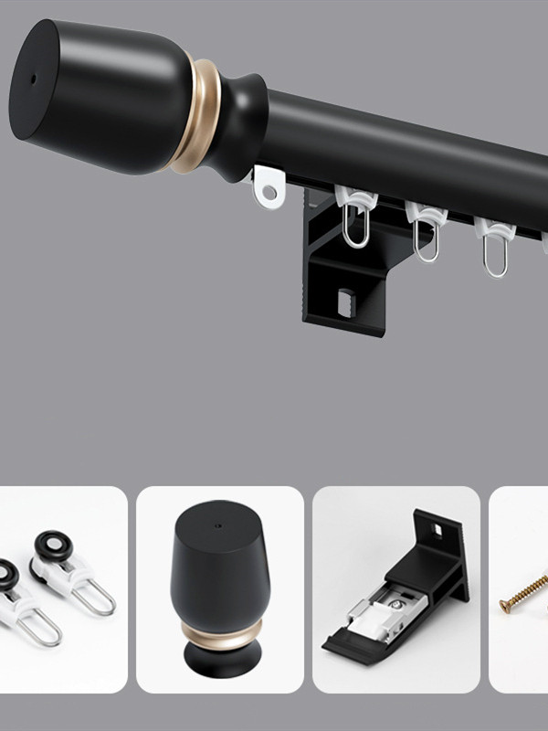 CHT02 Sonder White Black Grey Curtain Rods With Rail Gliders ...