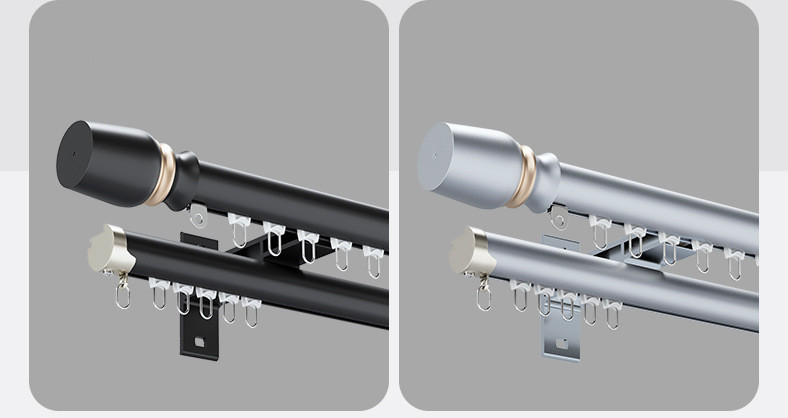 CHT02 Sonder White Black Grey Curtain Rods With Rail Gliders ...