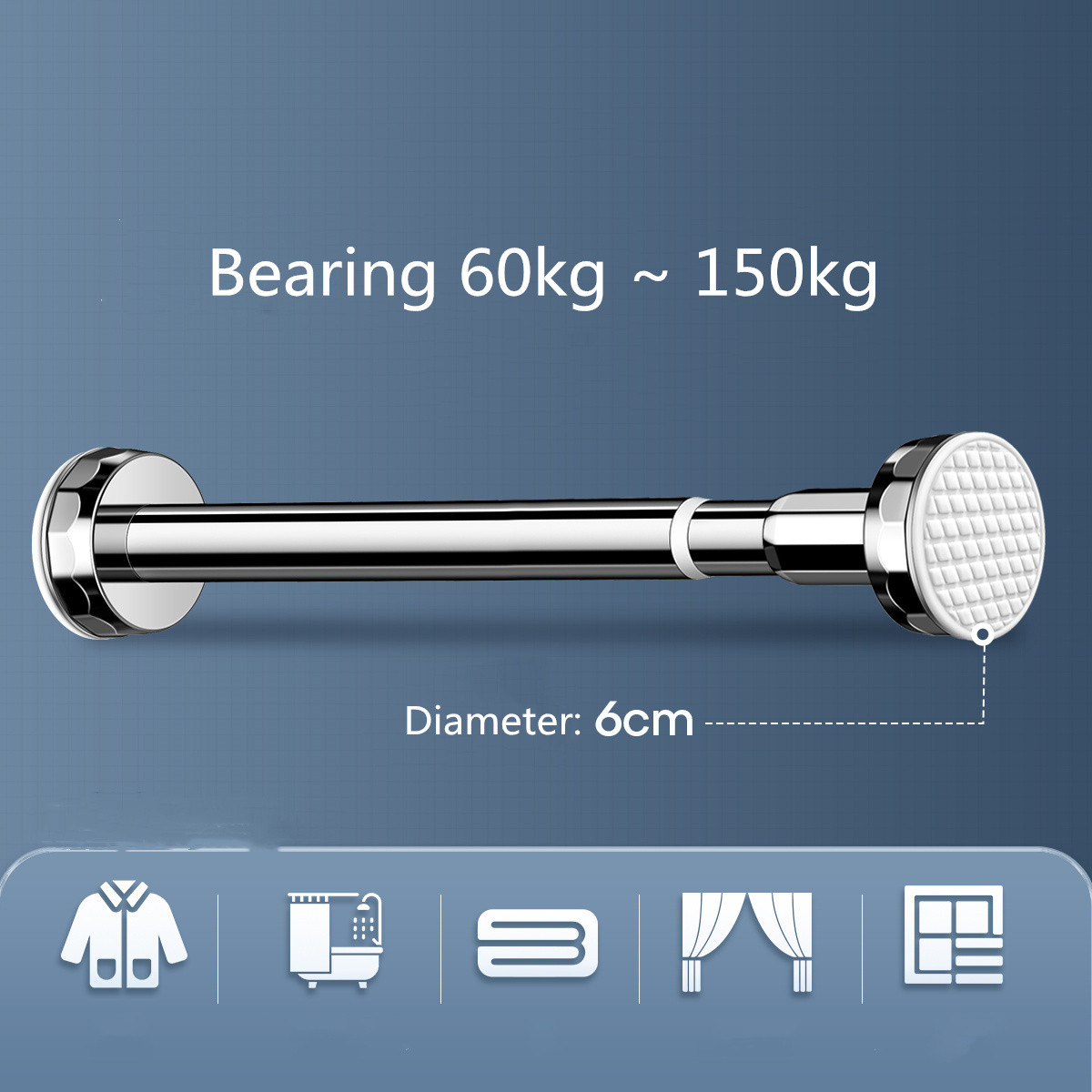 Steel Extendable Shower Curtain Pole For Heavy Curtain Cathedral ...