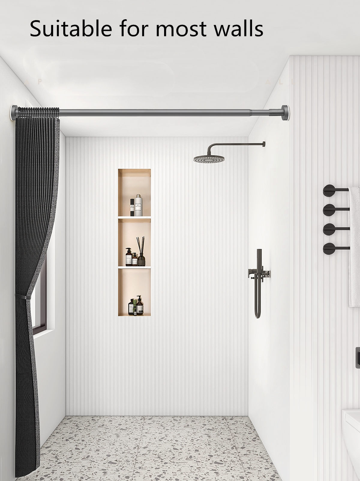 Gold Tension Shower Rod No Drilling Extendable Poles Cathedral ...