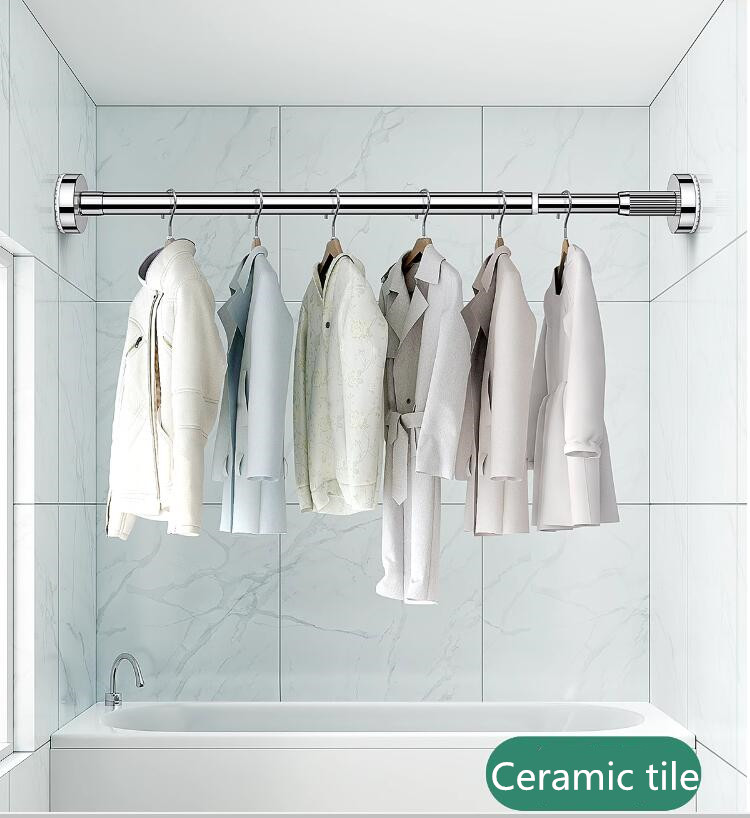 Adjustable Shower Curtain Pole Silver For Wet Room Cathedral ...