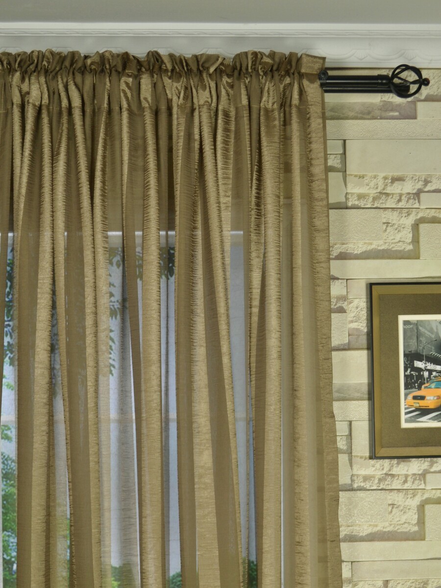 QY7151SFE Laura Crinkle Striped Rod Pocket Sheer Curtains - Custom ...