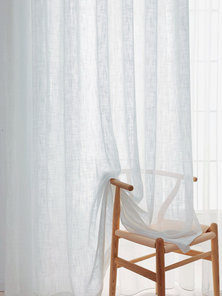 QY7151SQ Laura Type Cross Faux Linen Custom Made Sheer Curtains ...
