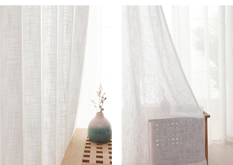 QY7151SQ Laura Type Cross Faux Linen Custom Made Sheer Curtains ...