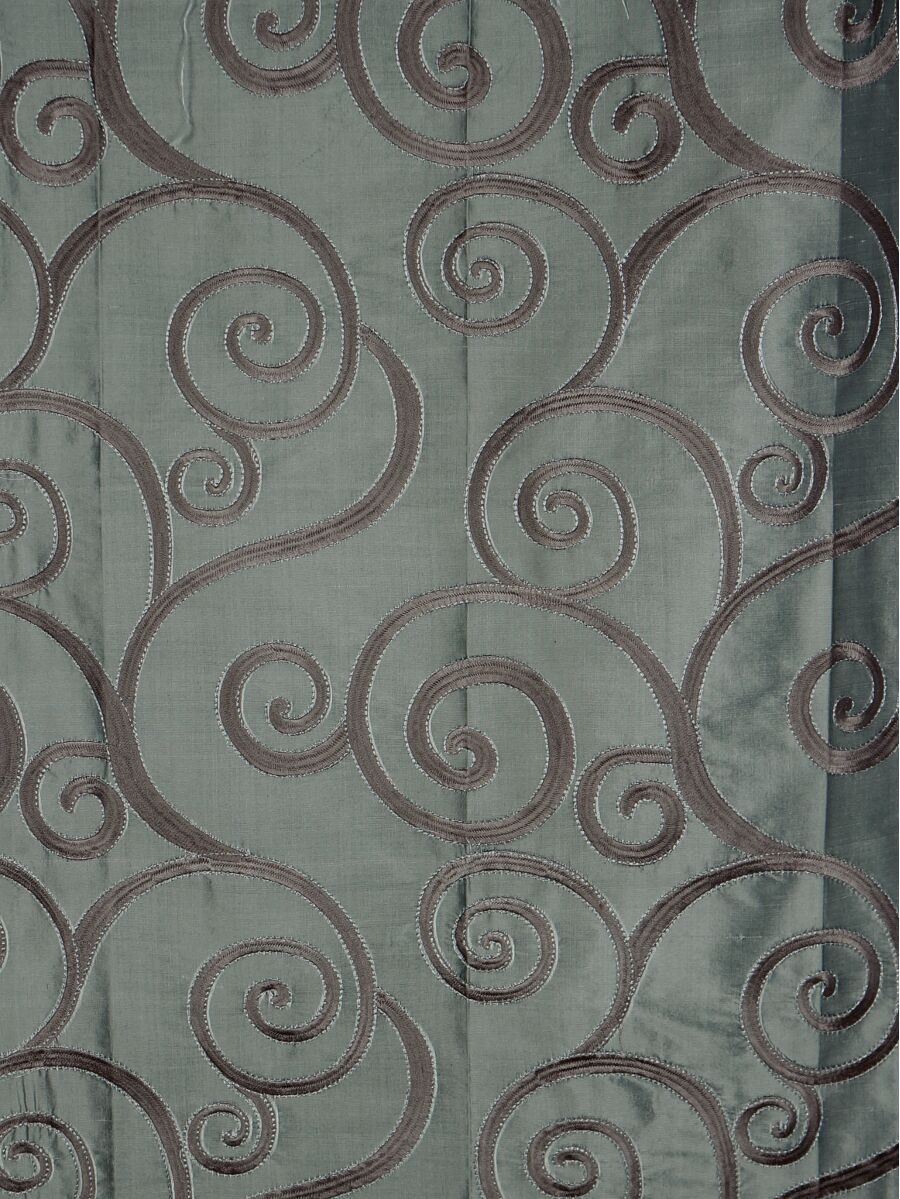 Rainbow Embroidered Scroll Dupioni Silk Custom Made Curtains - Custom ...