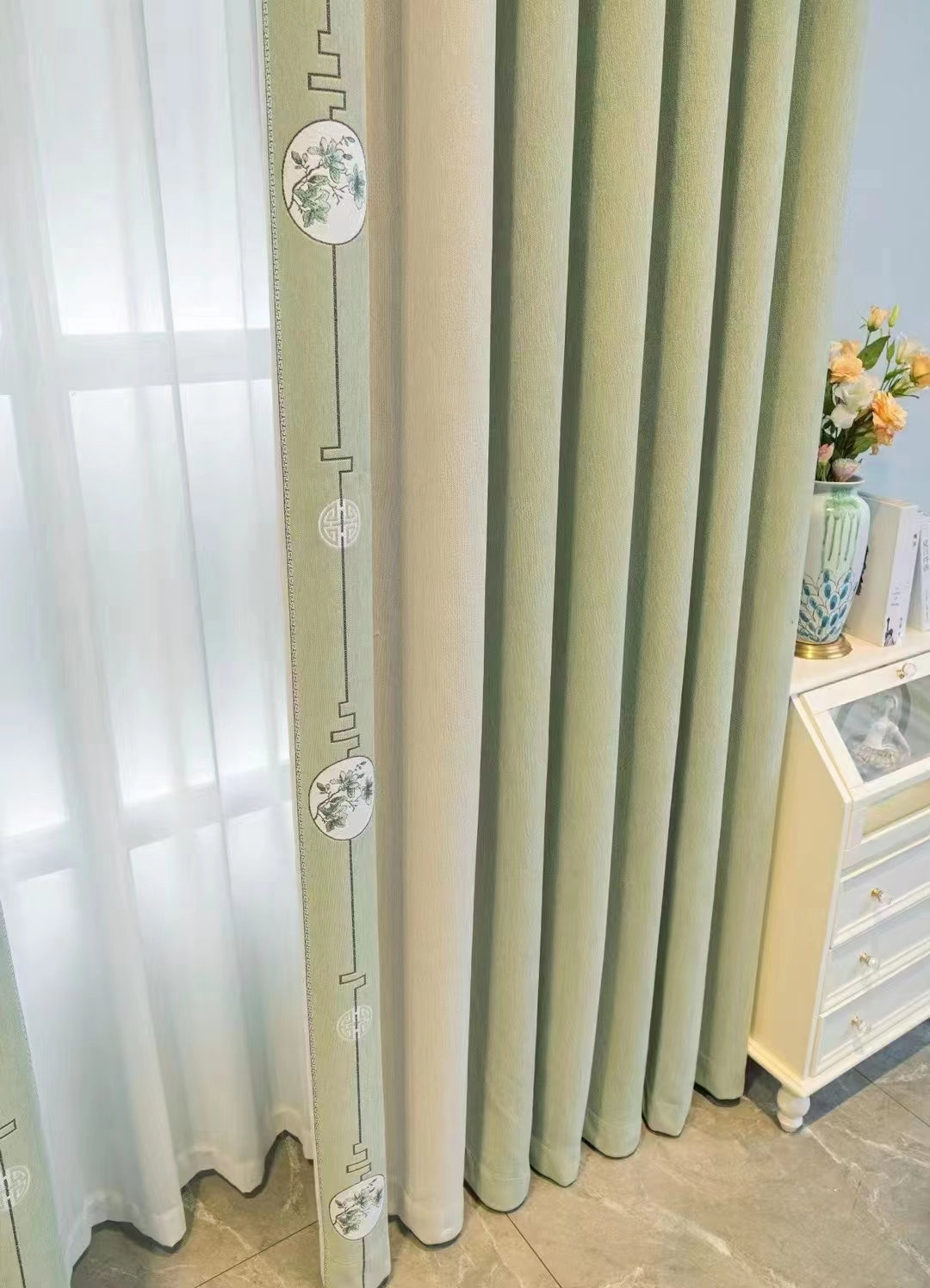 QYFL2302AA 2023 New Arrival Petrel Blue Grey Green Chenille Ready Made ...