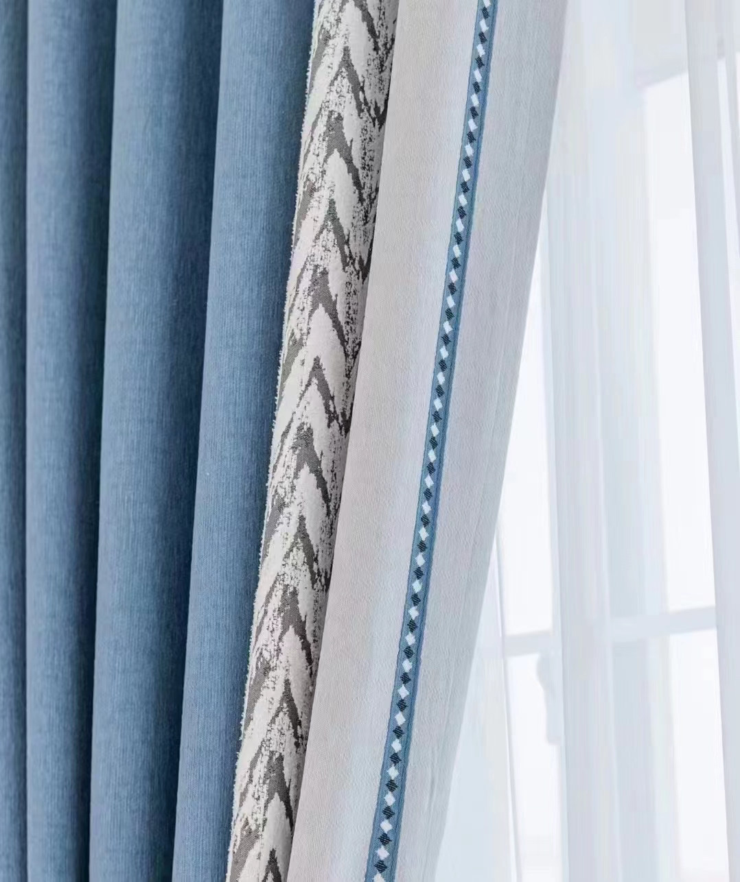 QYFL2302DA 2023 New Arrival Petrel Blue Grey Green Wave Pattern ...