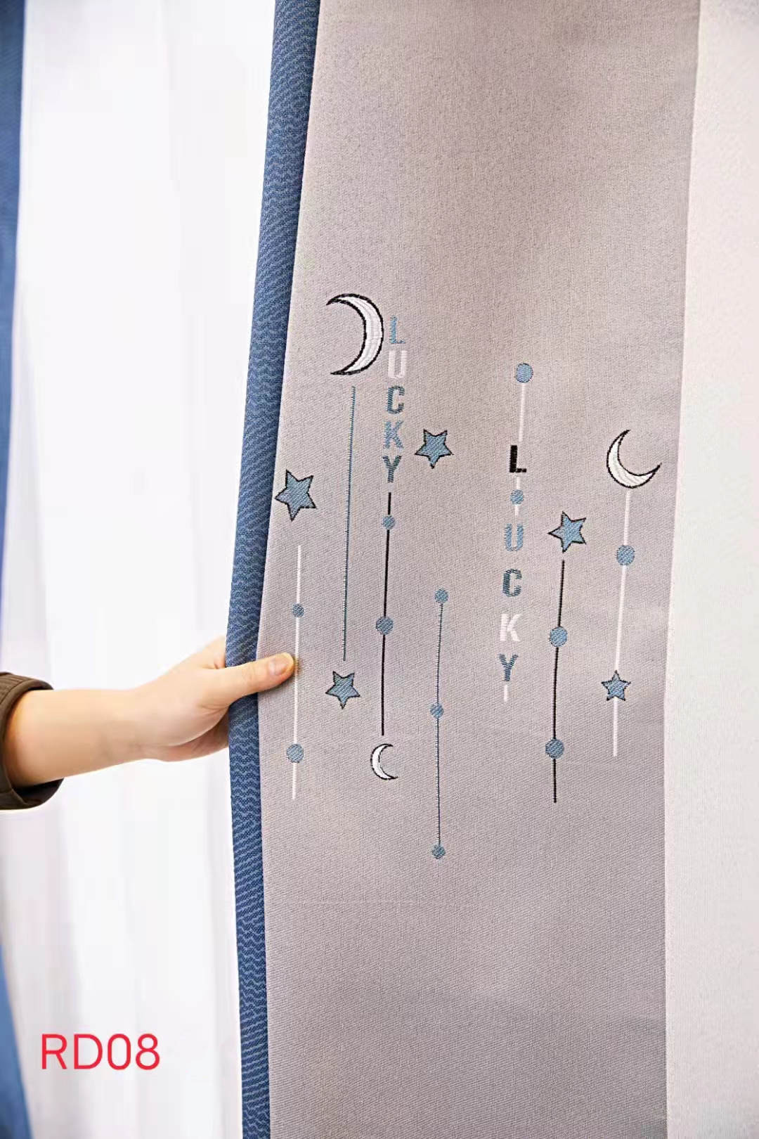 QYFLRDM On Sales Petrel Blue Grey Stripe Custom Made Curtains ...