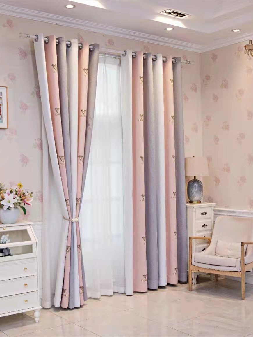 QYFLRDO On Sales Petrel Pink Grey Stripe Custom Made Curtains ...