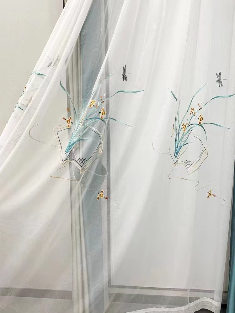 QYHL226B Silver Beach Embroidered Orchid Fragrant Thoroughwort Faux ...