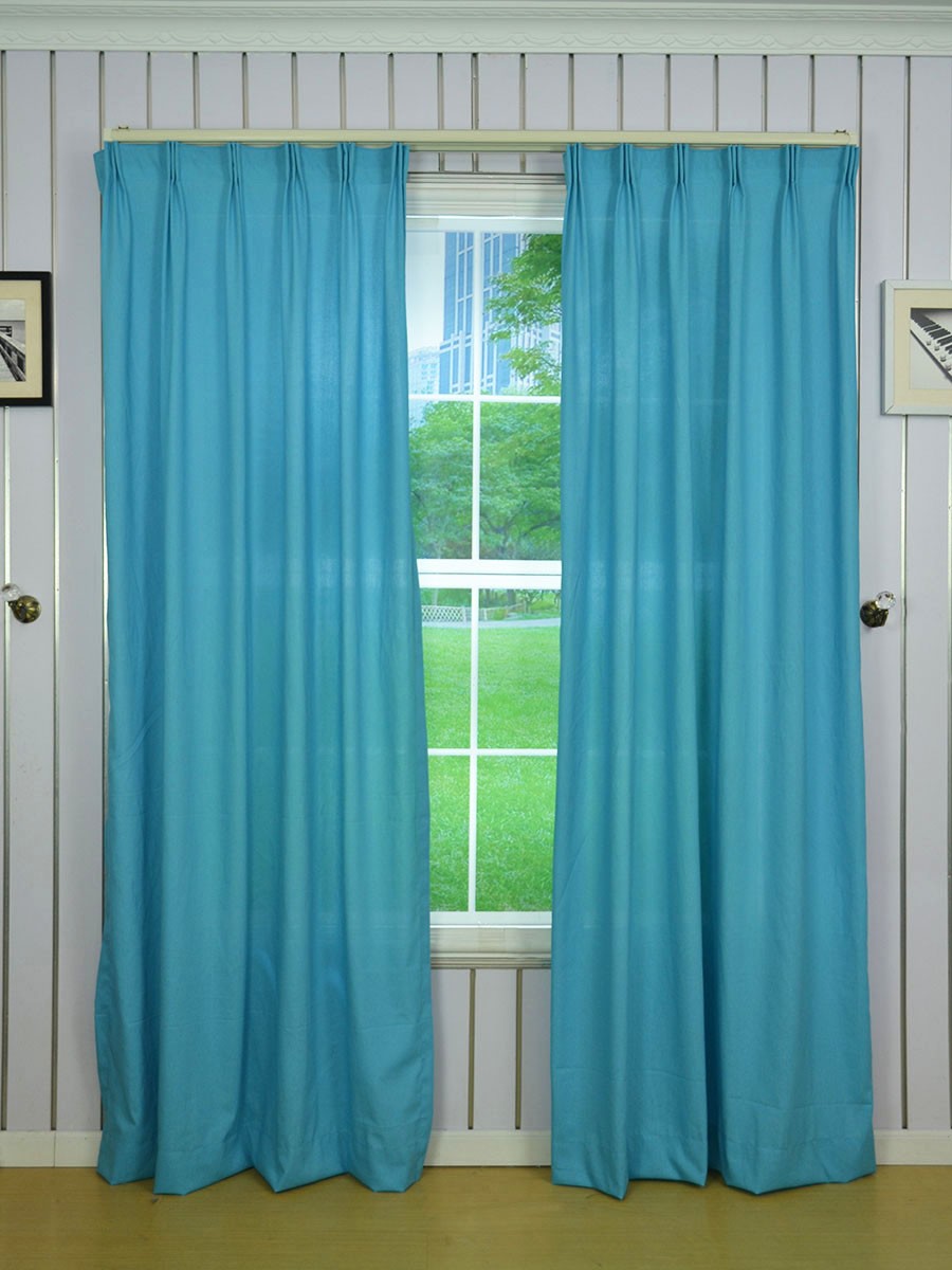 QYK246SDA Eos Linen Green Blue Solid Versatile Pleat Sheer Curtains ...