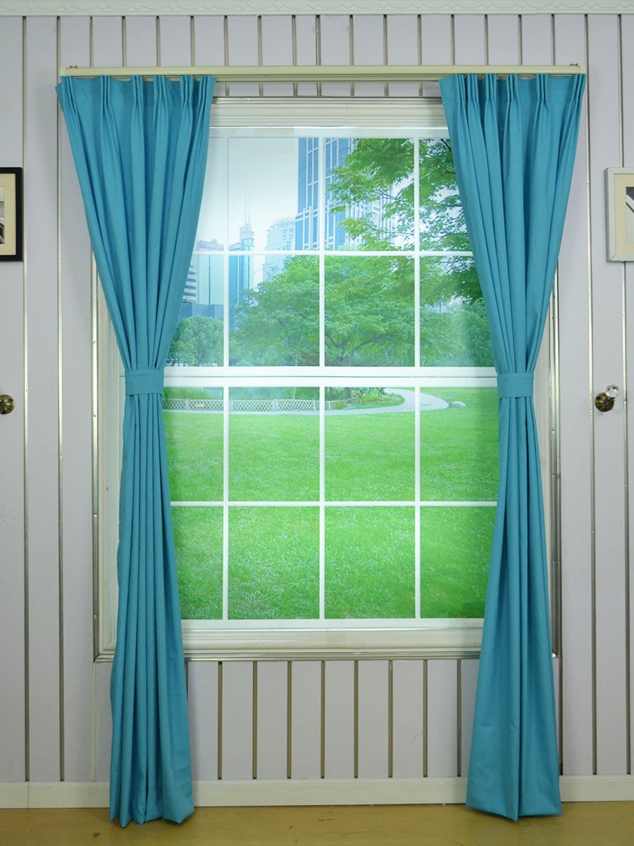 QYK246SDA Eos Linen Green Blue Solid Versatile Pleat Sheer Curtains ...