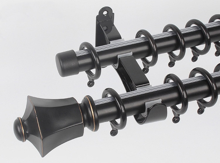 QYR0721 28mm Duval Aluminum Alloy Ceiling/Wall Mount Double Curtain Rod ...