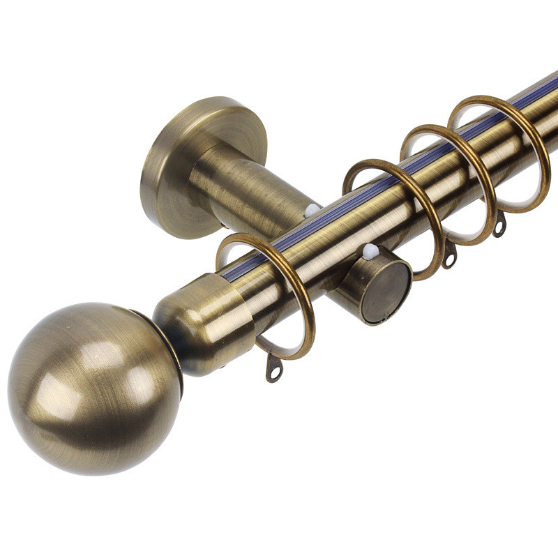 QYR10 28mm diameter Hayward Green Bronze Steel Curtain Rod Set With ...